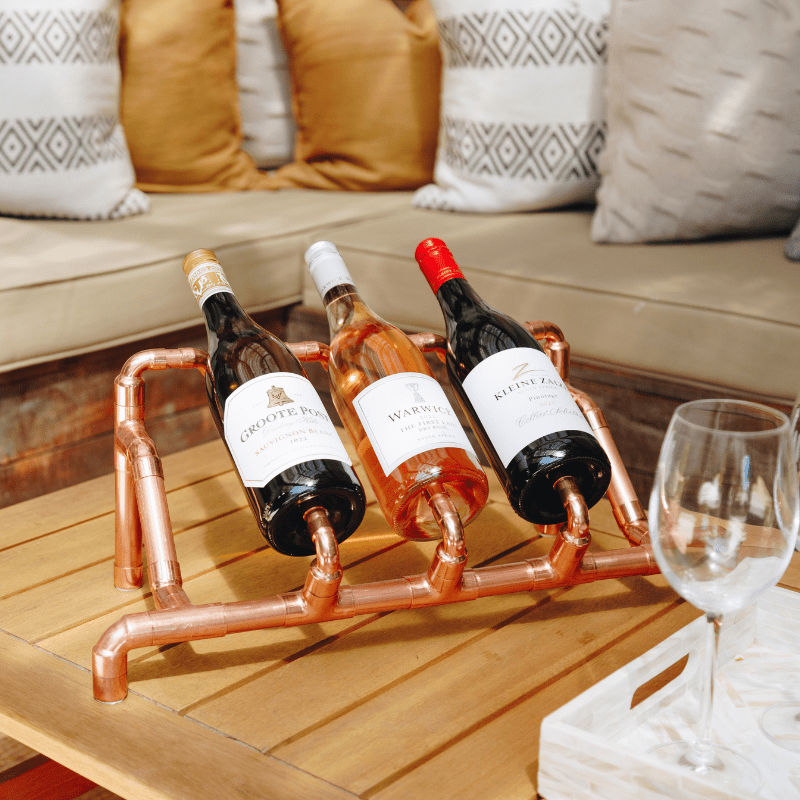 Copper Trio Wine Rack 52.5x20x20.5cm - LCV Designs & Decor Pty Ltd