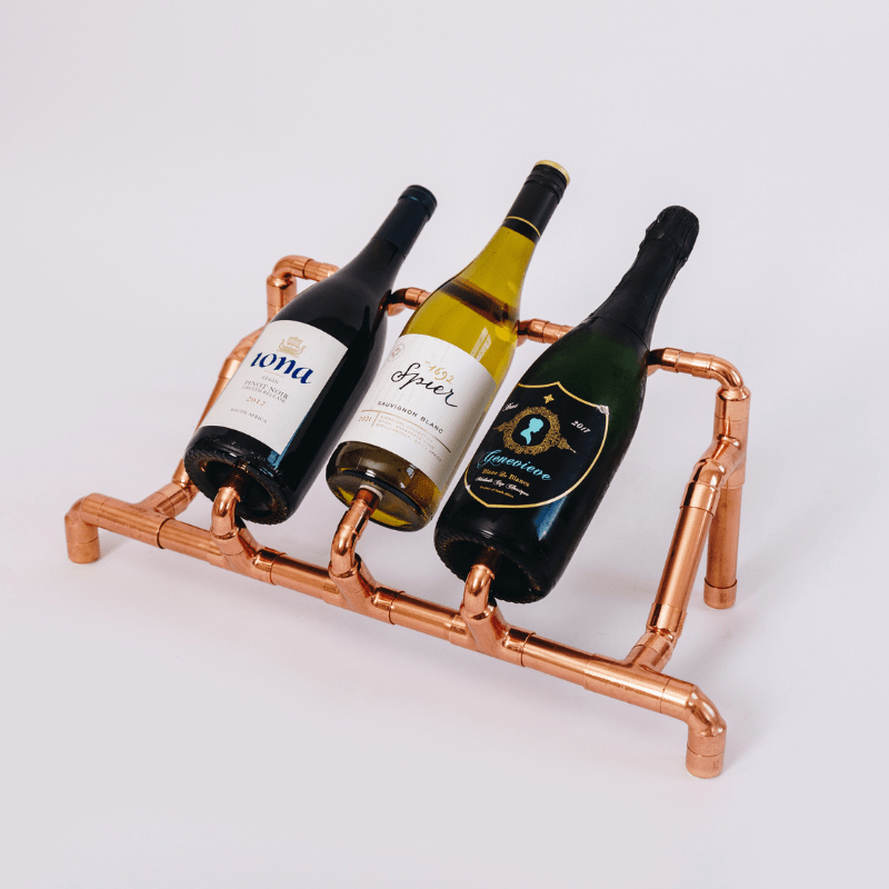 Copper Trio Wine Rack 52.5x20x20.5cm - LCV Designs & Decor Pty Ltd