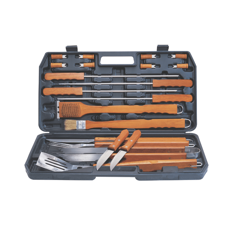 21PC Deluxe Wood-Handled BBQ Tool Set - LCV Designs & Decor Pty Ltd