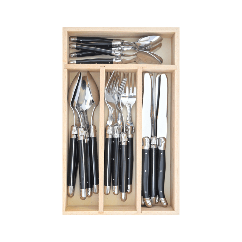 Andre Verdier 24 Piece Cutlery Set-Black - LCV Designs & Decor